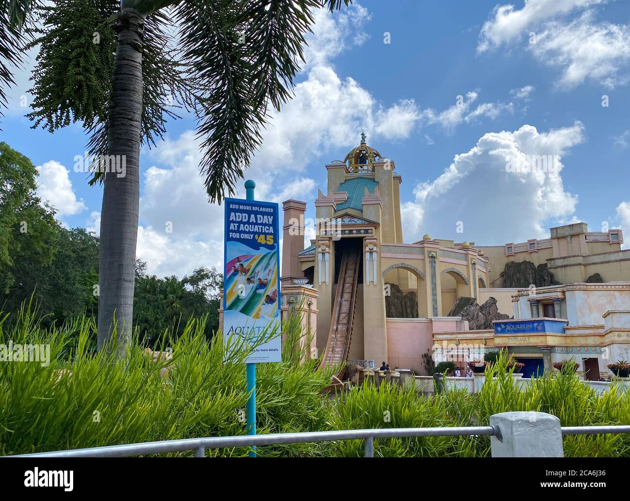 Orlando,FL/USA- 7/12/20: The Journey to Atlantis Roller Coaster water ...
