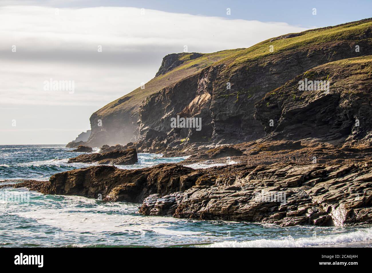 Polzeath - a beautiful seaside landscape in North Cornwall Stock Photo ...