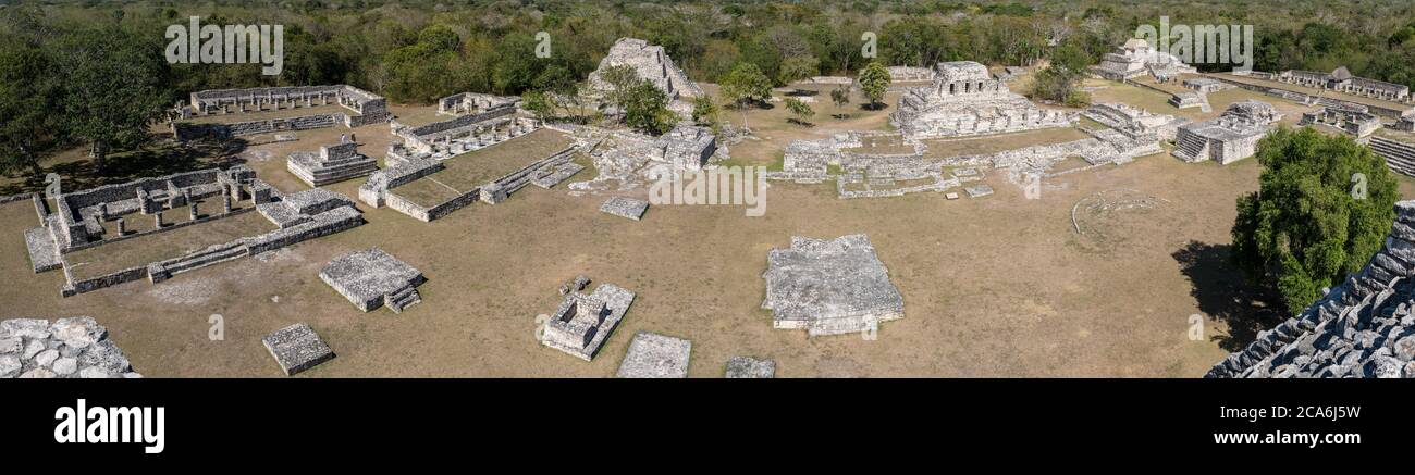 Ruins of the Post-Classic Mayan city of Mayapan, Yucatan, Mexico Stock ...