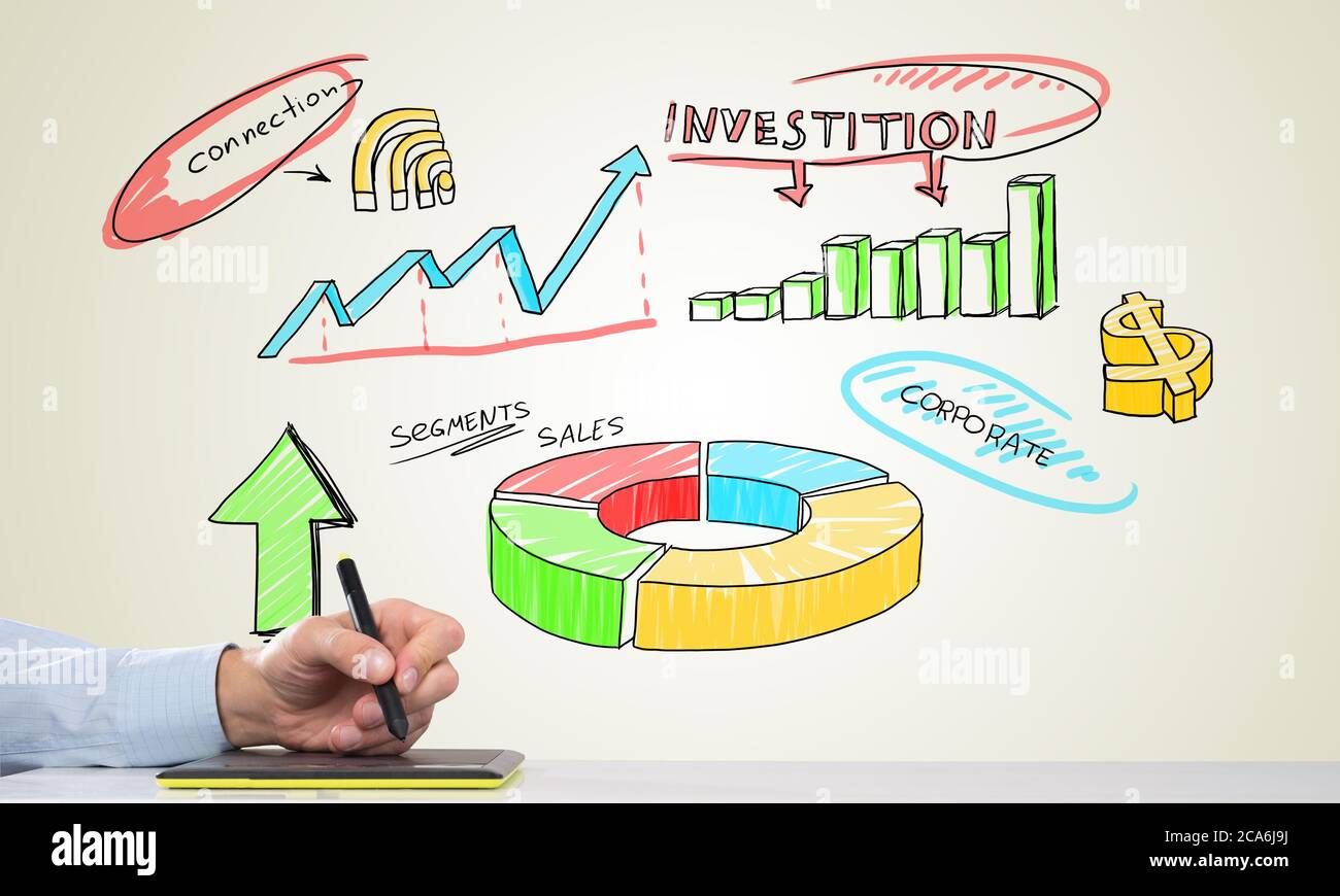 Designer draw infographs Stock Photo - Alamy