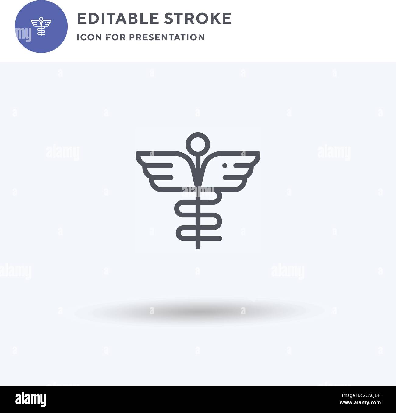 Caduceus Symbol icon vector, filled flat sign, solid pictogram isolated on white, logo ...