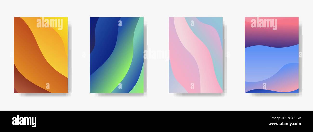 Set of brochure cover A4 template wave shape layered background. You ...