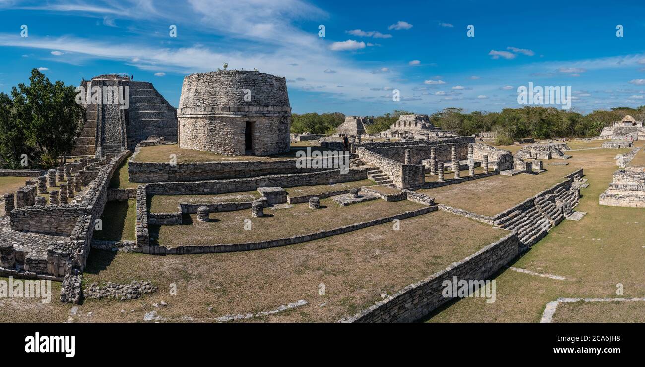 The Round Temple or Observatory in the ruins of the Post-Classic Mayan ...