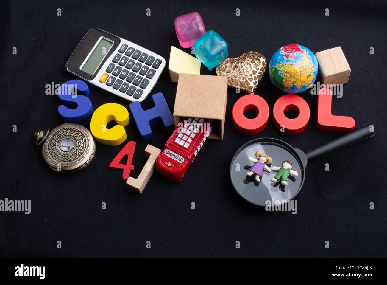 Education concept by School lettering with colorful wooden letters ...