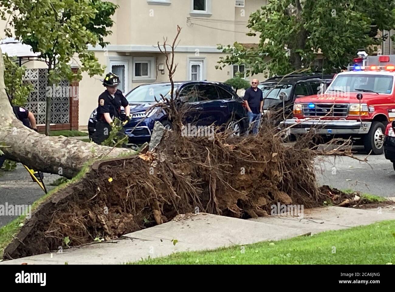 Staten Island, NY, USA. 4th Aug, 2020. New York firemen and emergency ...