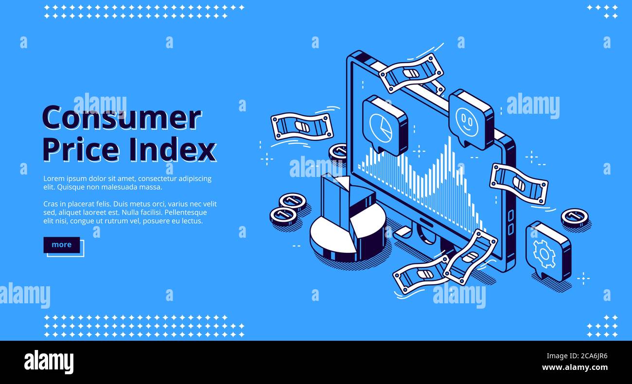 Consumer price index banner. Concept of measure average change price ...