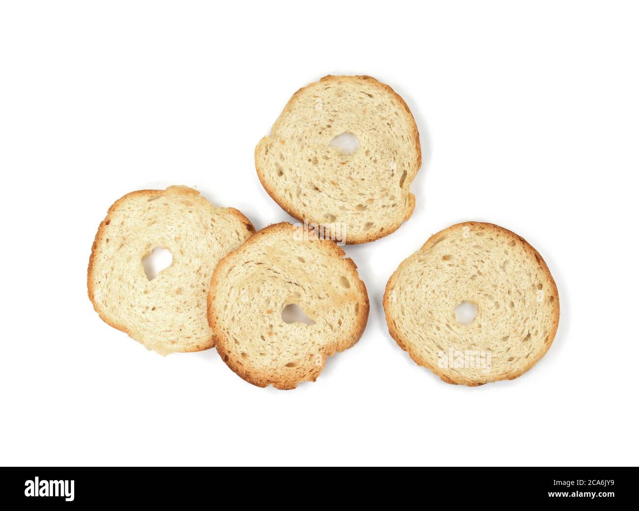 Bake rolls. Mini bread chips isolated on white background. Round bread ...