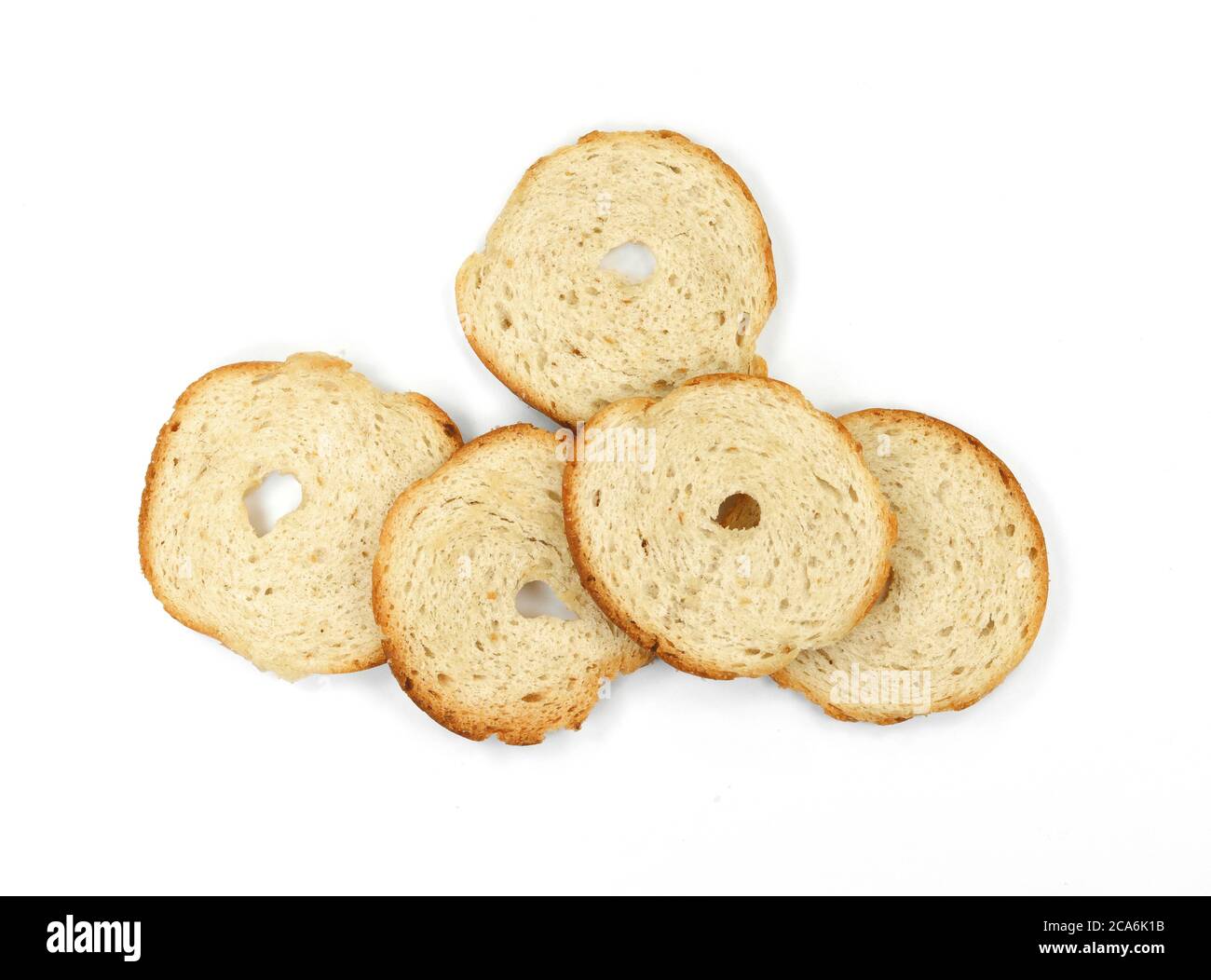 Bake rolls. Mini bread chips isolated on white background. Round bread ...