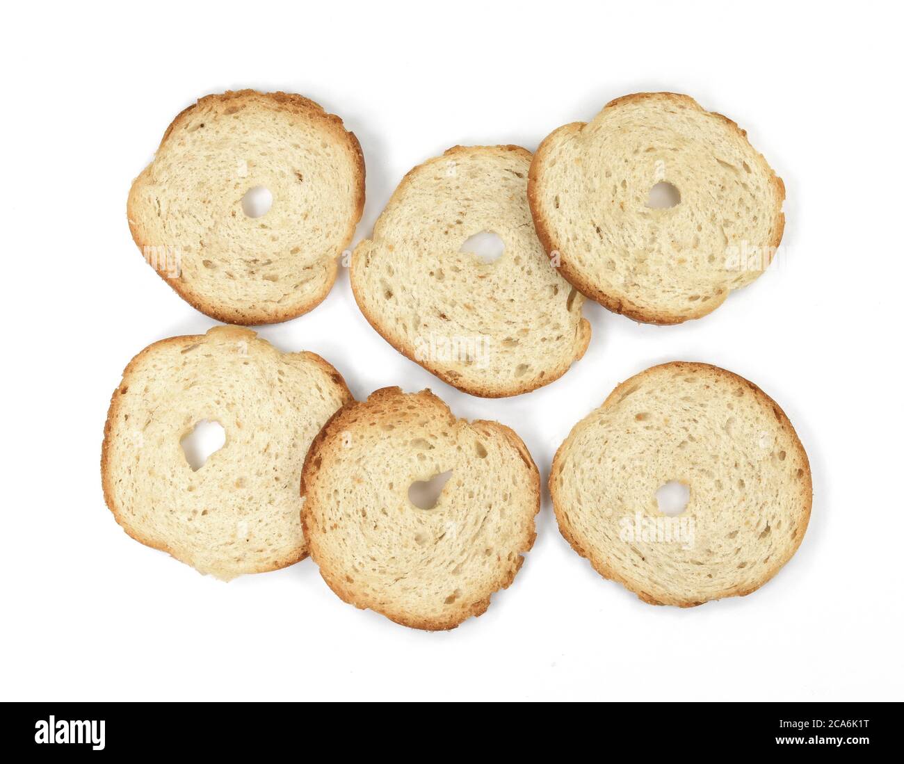 Bake rolls. Mini bread chips isolated on white background. Round bread ...