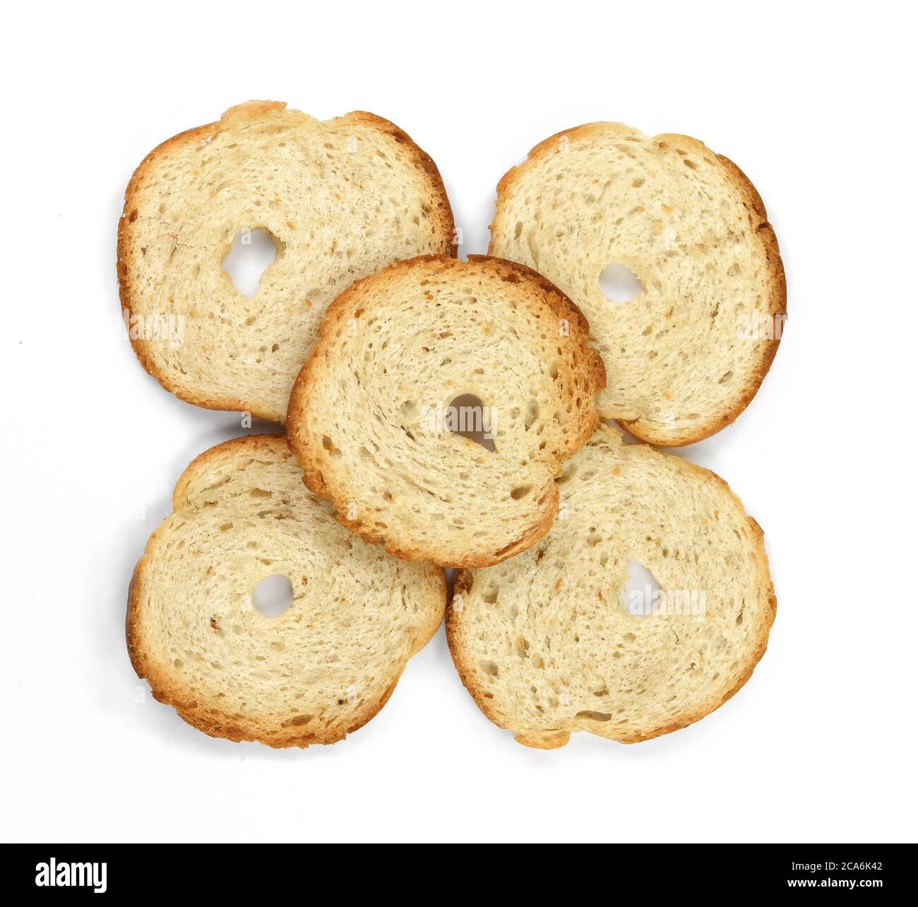 Bake rolls. Mini bread chips isolated on white background. Round bread ...