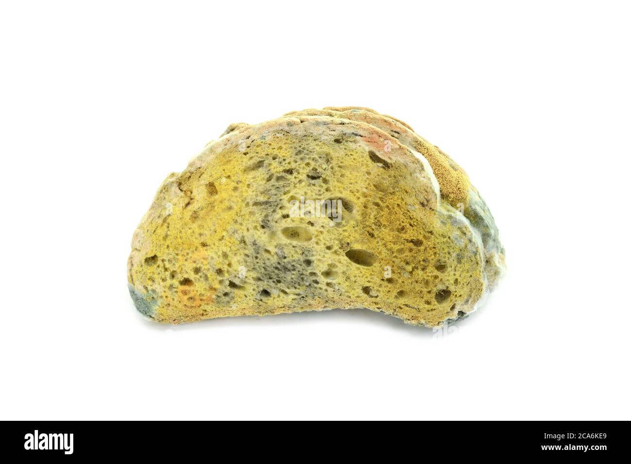 Moldy bread, isolated on white background Stock Photo - Alamy