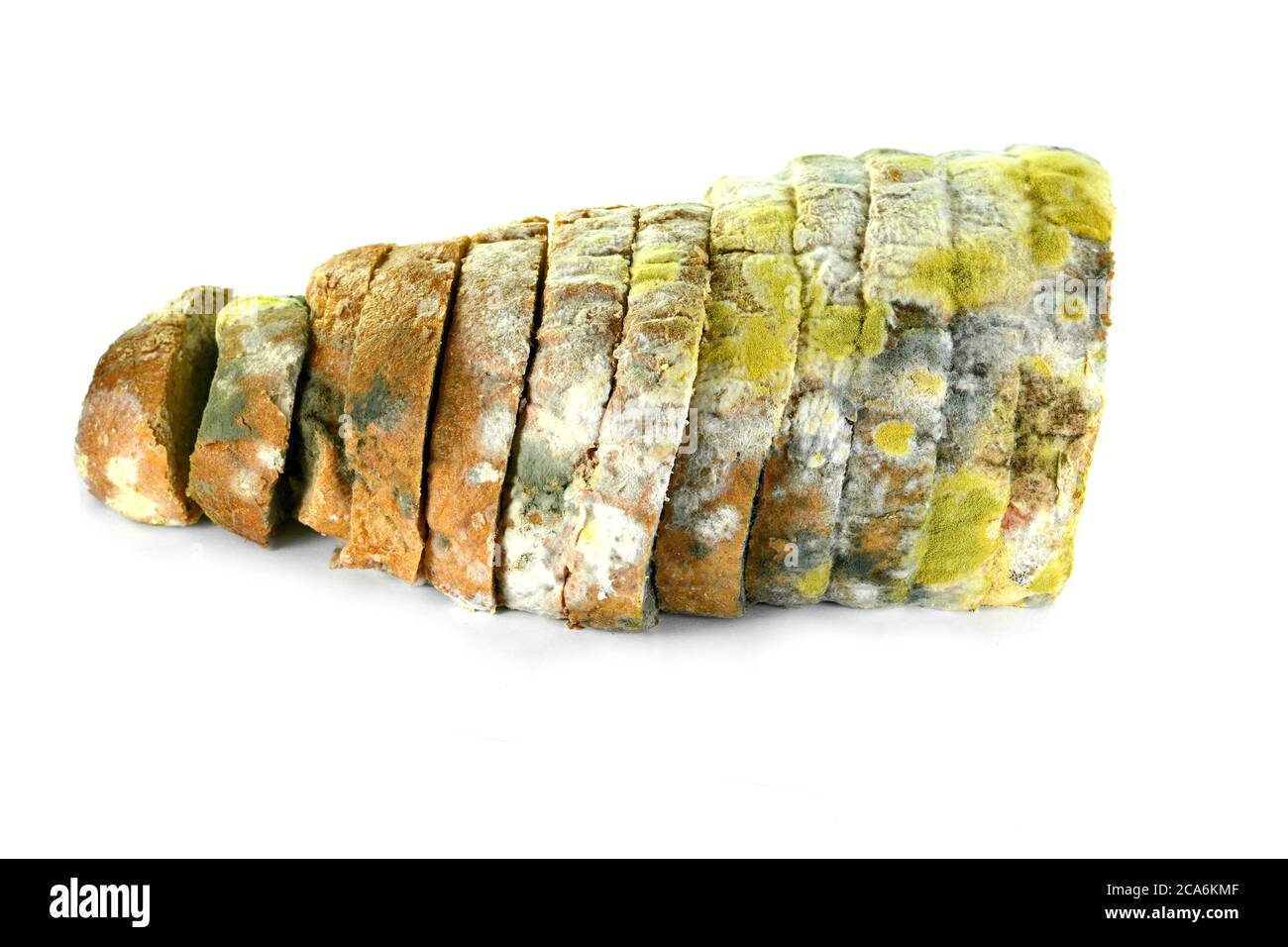 Moldy bread, isolated on white background Stock Photo - Alamy