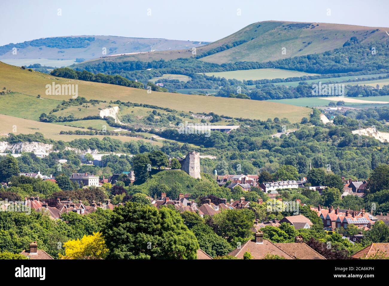 A view of the town of Lewes in the South Downs Stock Photo - Alamy