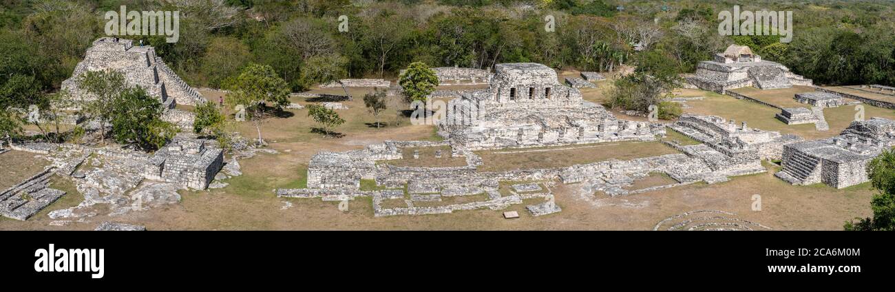 Ruins of the Post-Classic Mayan city of Mayapan, Yucatan, Mexico Stock ...