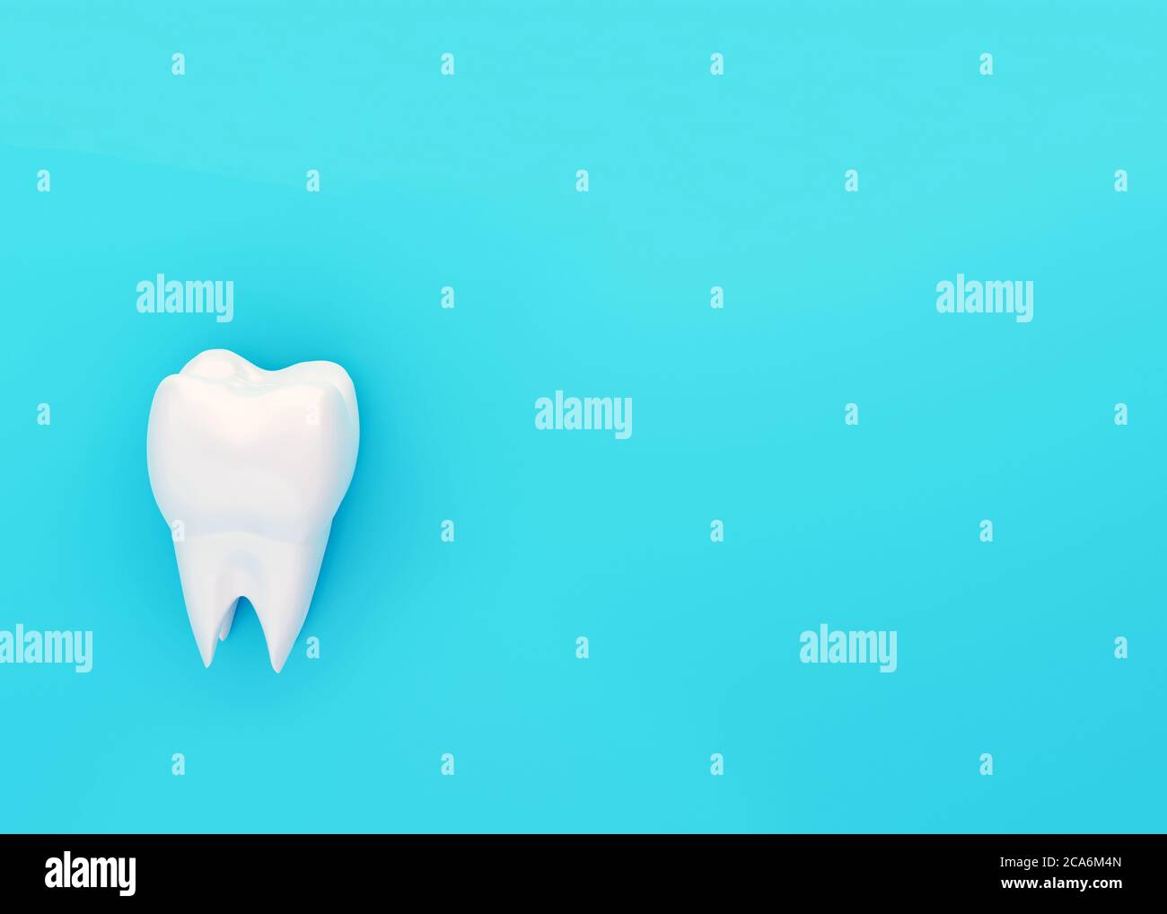 one molar tooth on blue backdrop, copy space, 3d render Stock Photo - Alamy