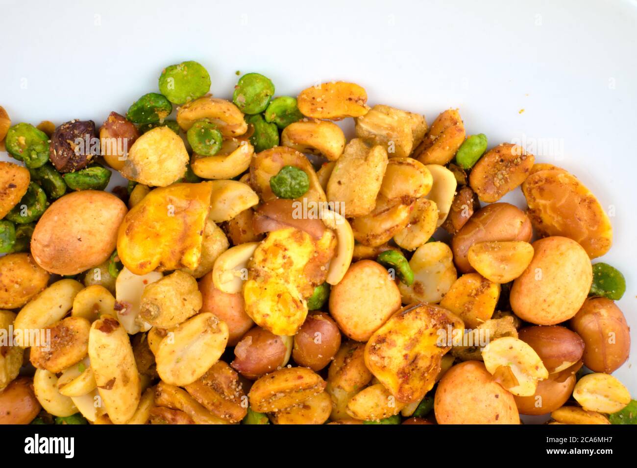 Close-up a Mexican mixed snack food composed of peanuts, Peas, Cracker ...