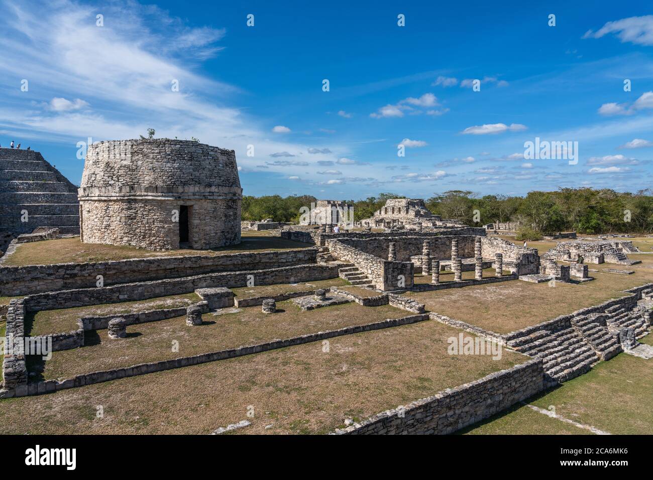 The Round Temple or Observatory in the ruins of the Post-Classic Mayan ...