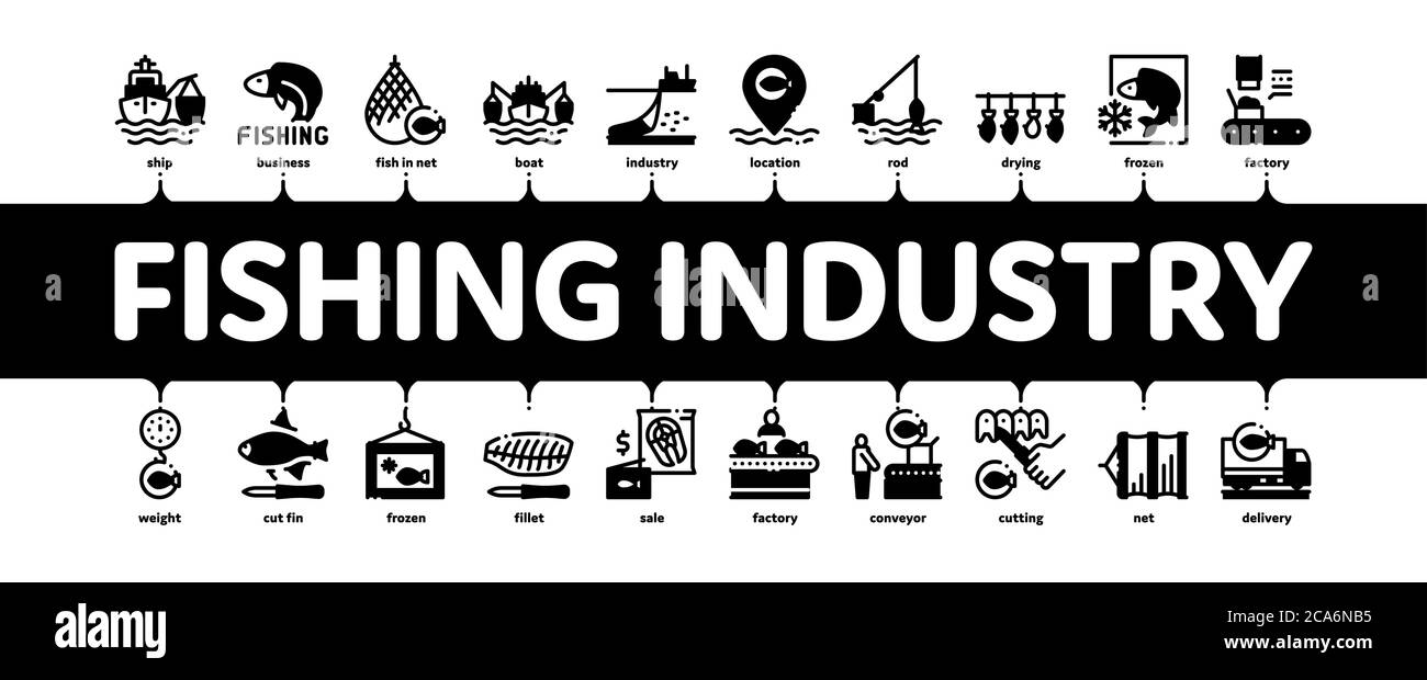 Fishing Industry Business Process Minimal Infographic Banner Vector ... Fishing Industry Business Process Minimal Infographic Banner Vector ...