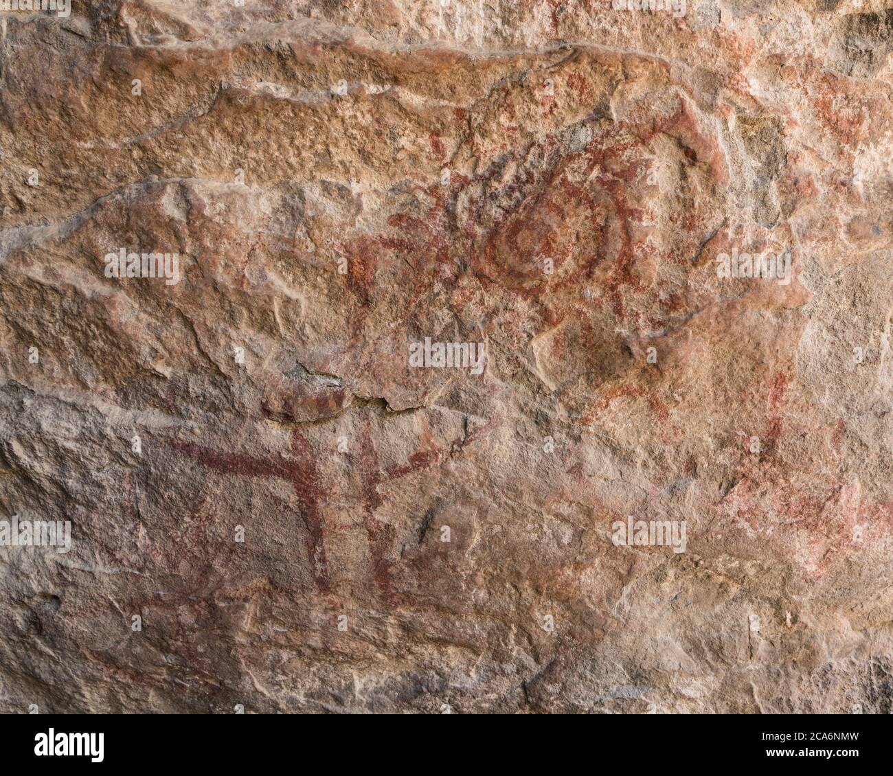 5,000 year old pictograph rock art paintings in the Mitla Caves in the ...