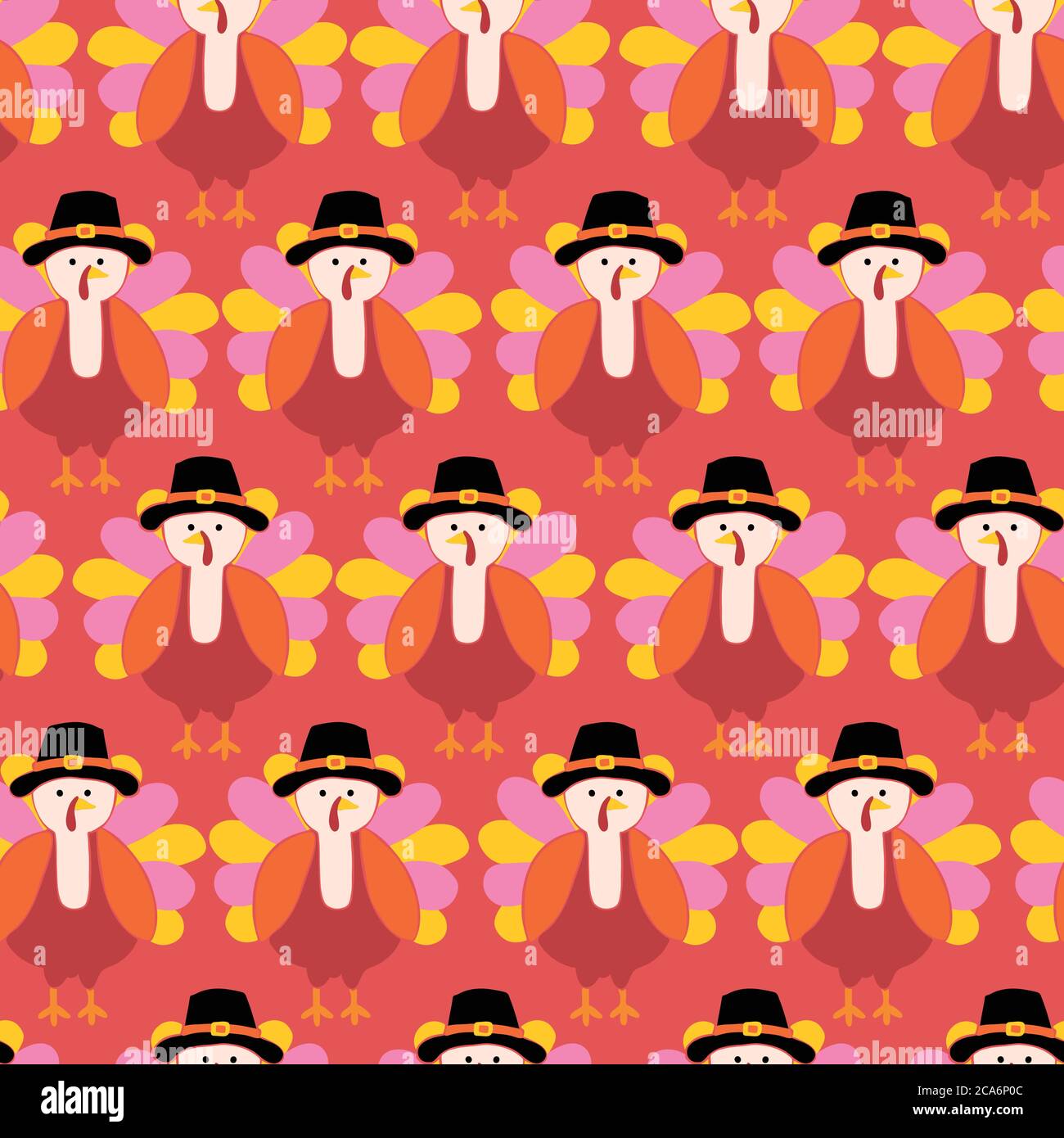 Fun Thanksgiving pattern turkey. Seamless vector pattern. Cute ...