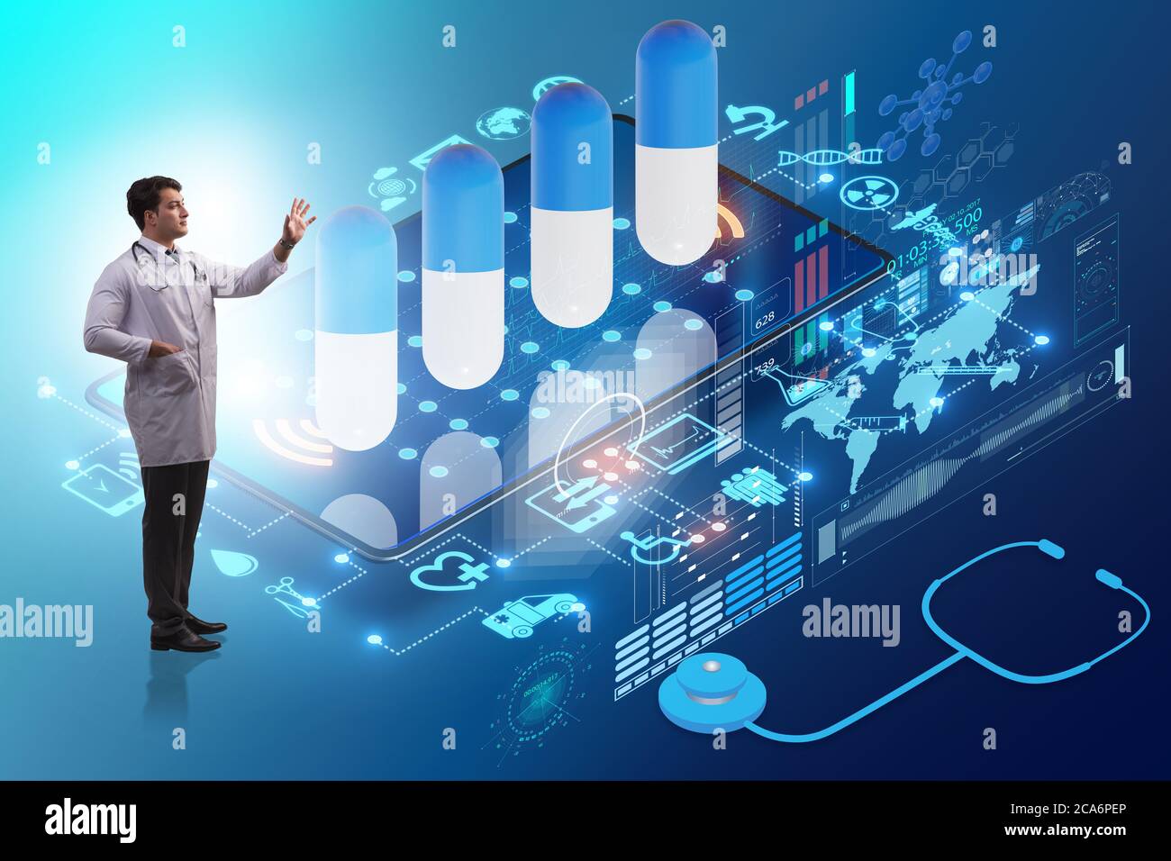 Telemedicine concept with remote treatment and consultation Stock Photo ...