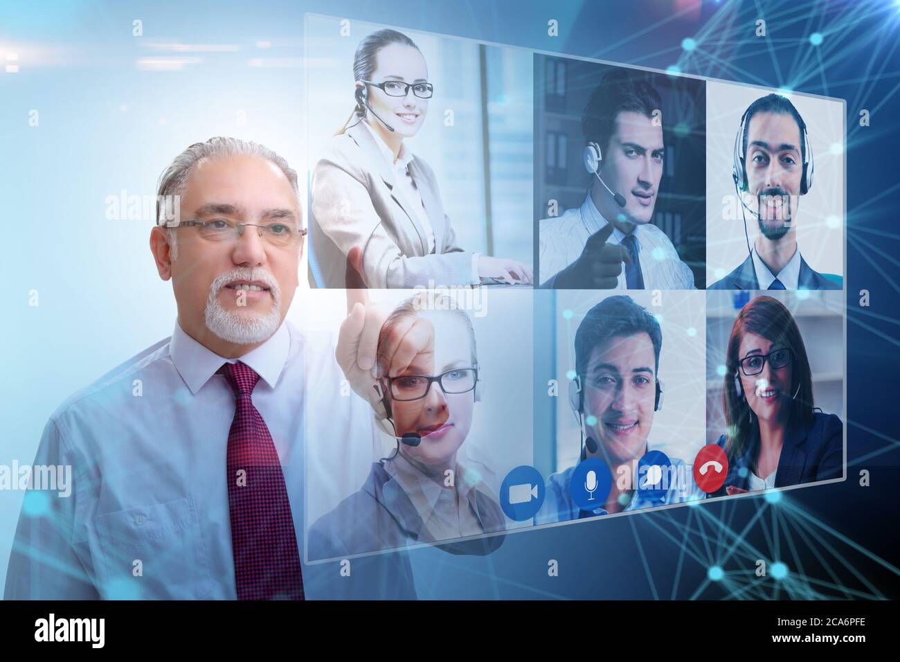 Concept of remote video conferencing during the pandemic Stock Photo ...