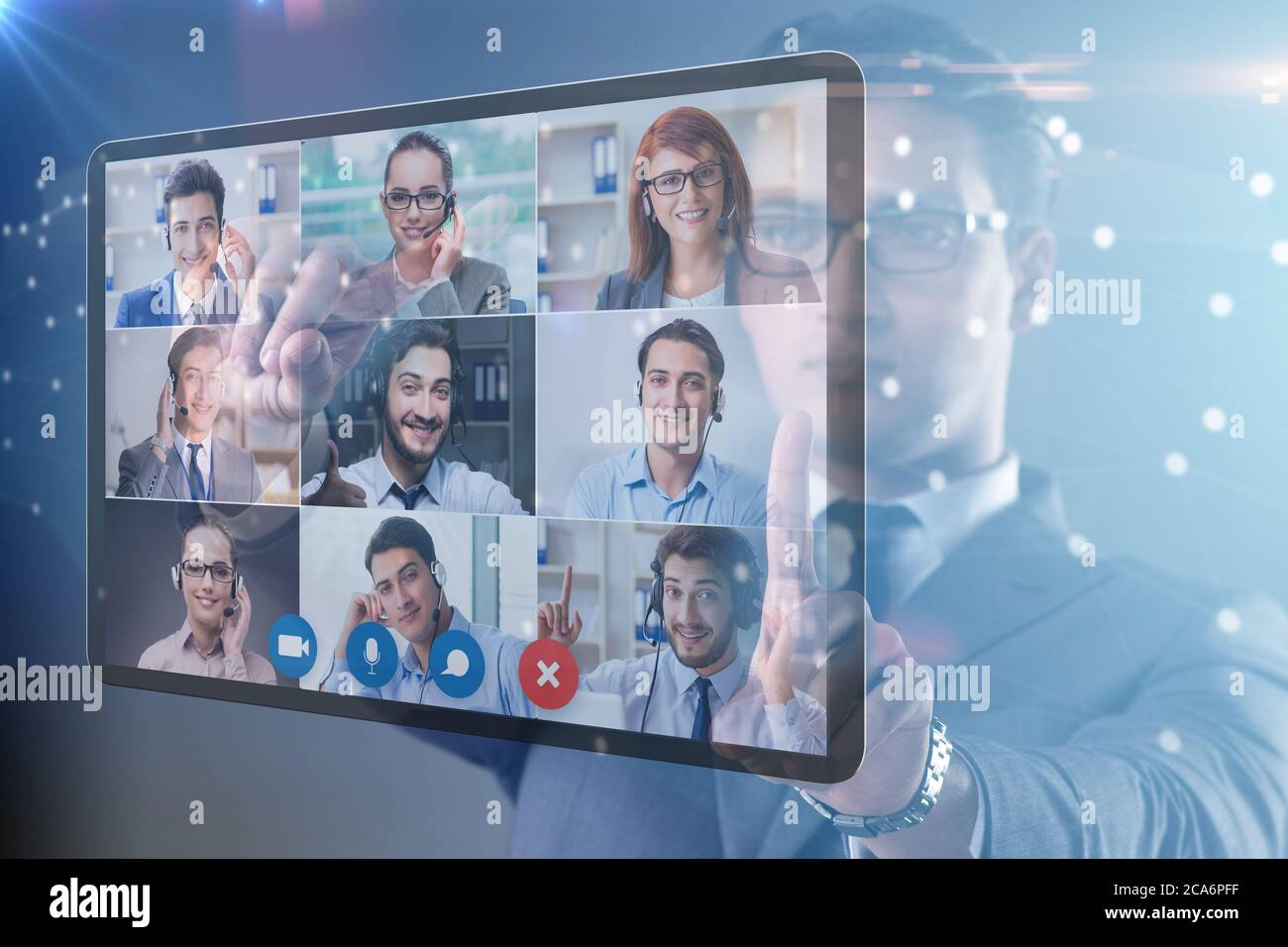 Concept of remote video conferencing during the pandemic Stock Photo ...