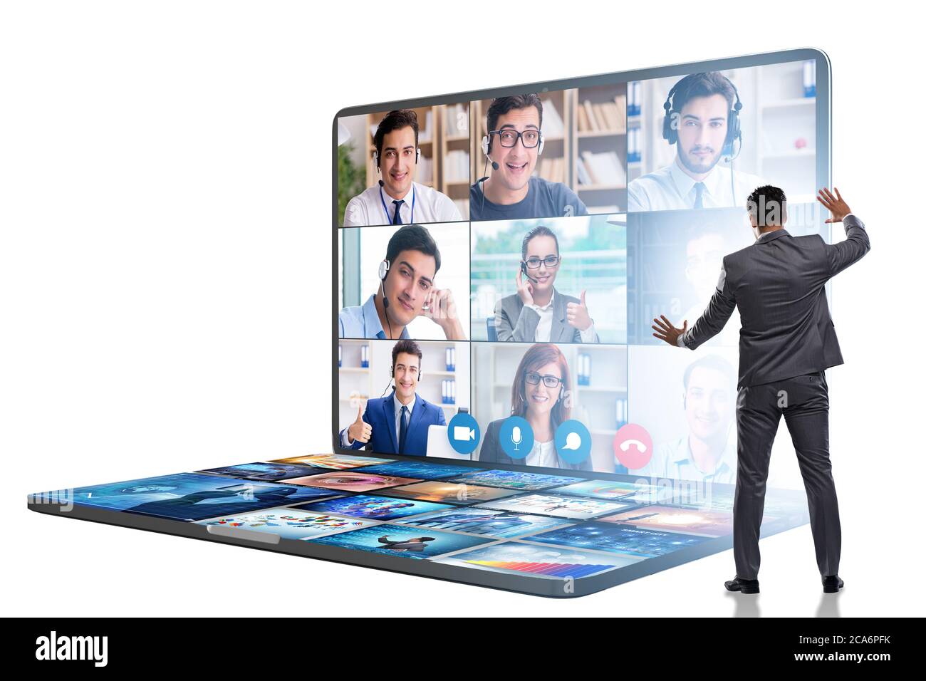 Concept of remote video conferencing during the pandemic Stock Photo ...