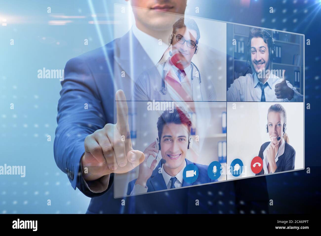 Concept of remote video conferencing during the pandemic Stock Photo ...