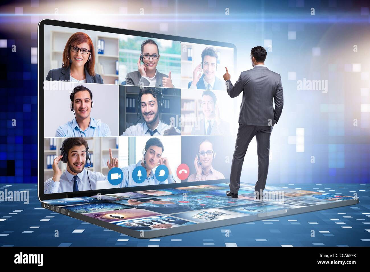 Concept of remote video conferencing during the pandemic Stock Photo ...