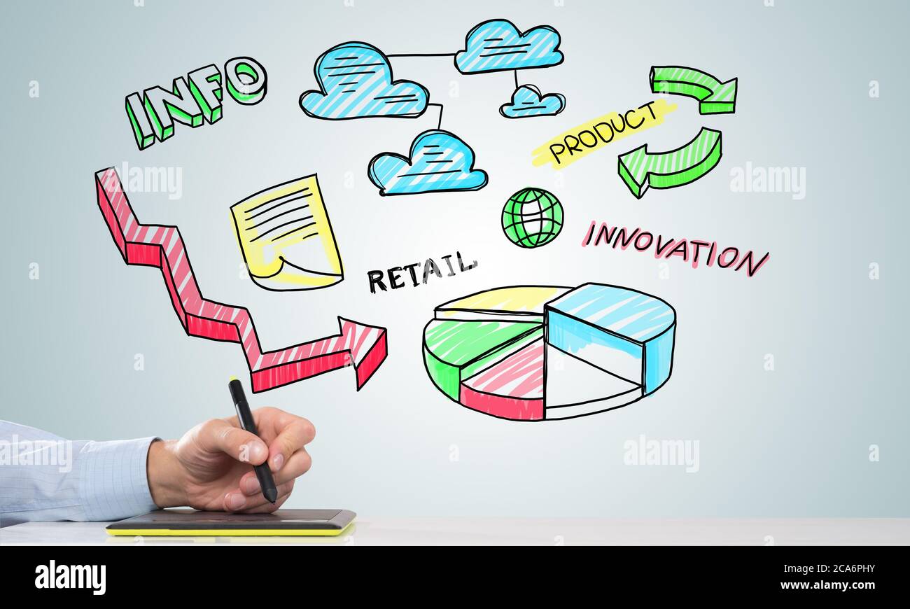 Designer draw infographs Stock Photo - Alamy