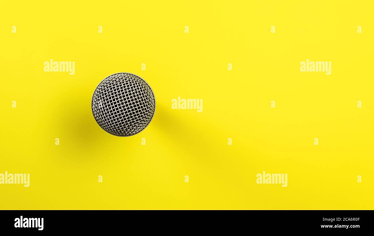 Microphone on yellow board, direct top down view, only ball with grid ...