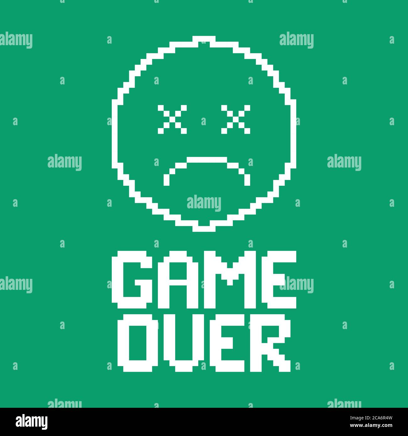 game over on screen. the round face of a deceased character. flat ...