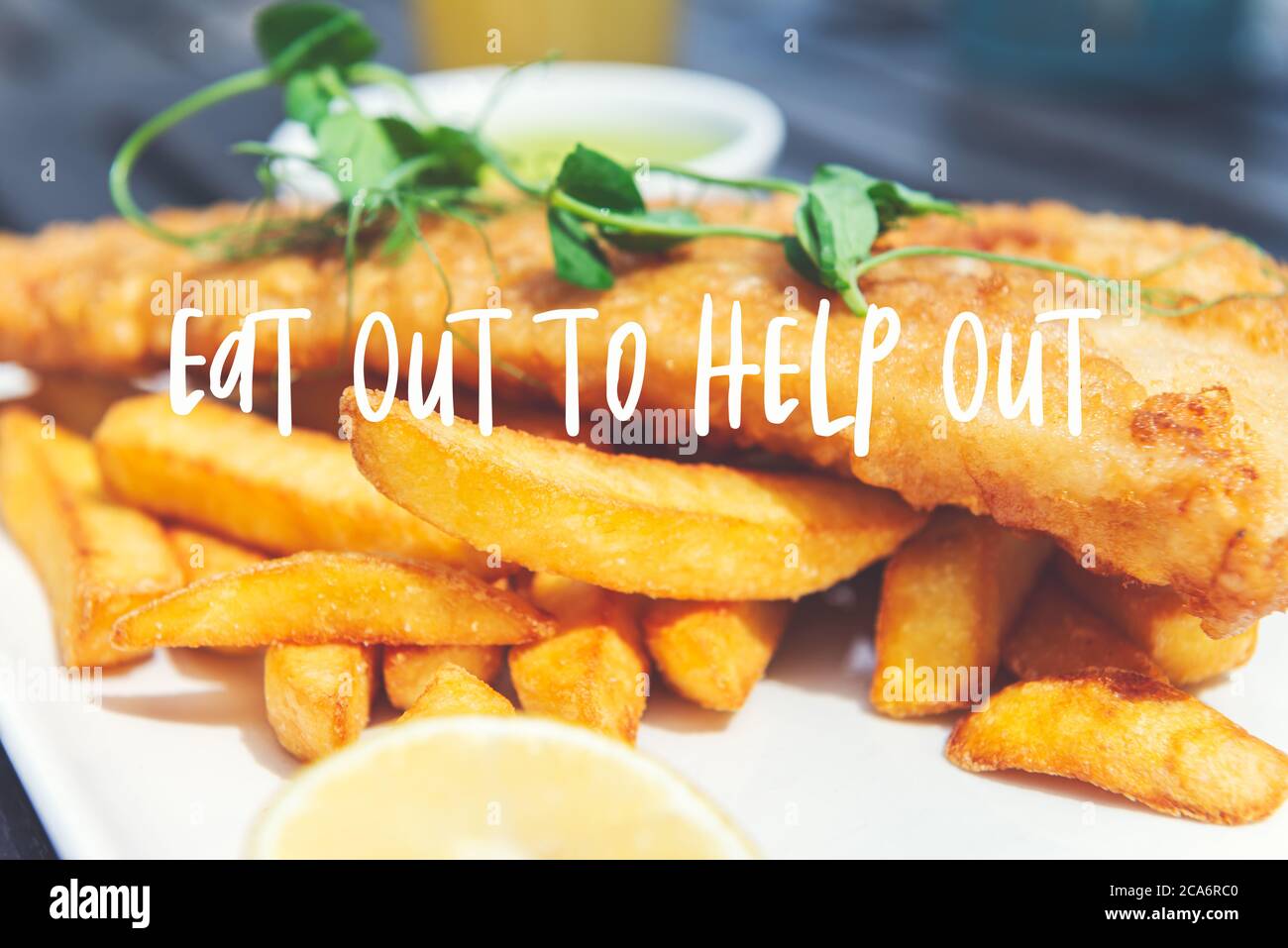 Eat Out to Help Out phrase Stock Photo - Alamy