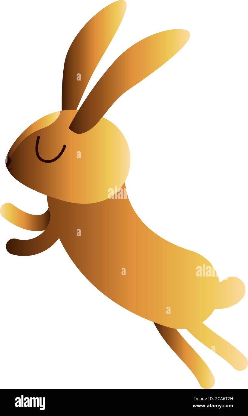 Cute gold rabbit cartoon jumping design, Animal zoo life nature and ...
