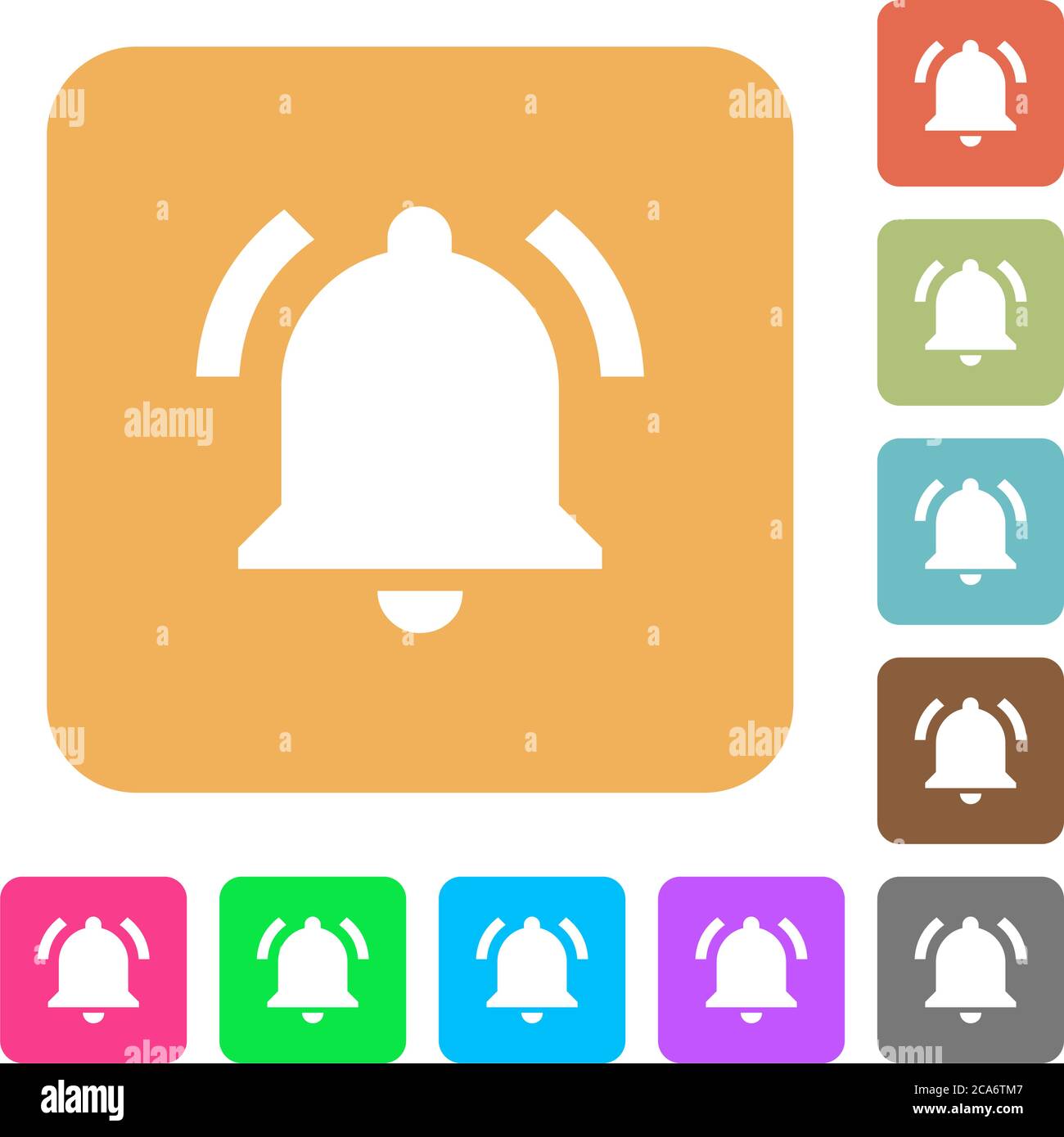 Active notification flat icons on rounded square vivid color ...