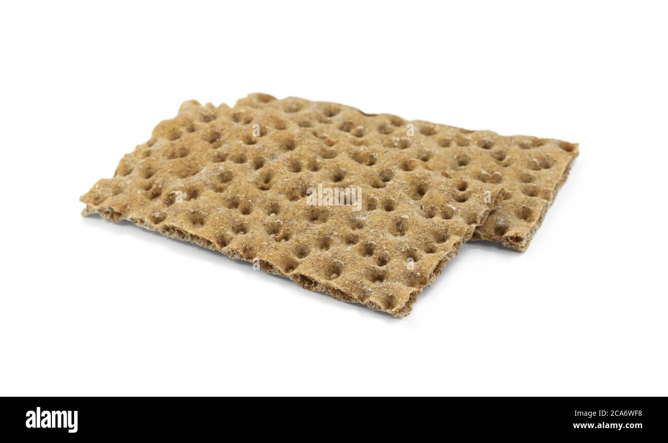 Crispy rye bread on white. Low calories snack bread isolated on white ...