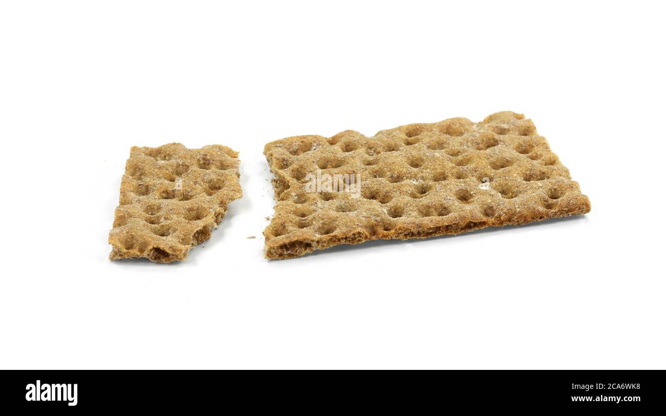 Crispy rye bread on white. Low calories snack bread isolated on white ...