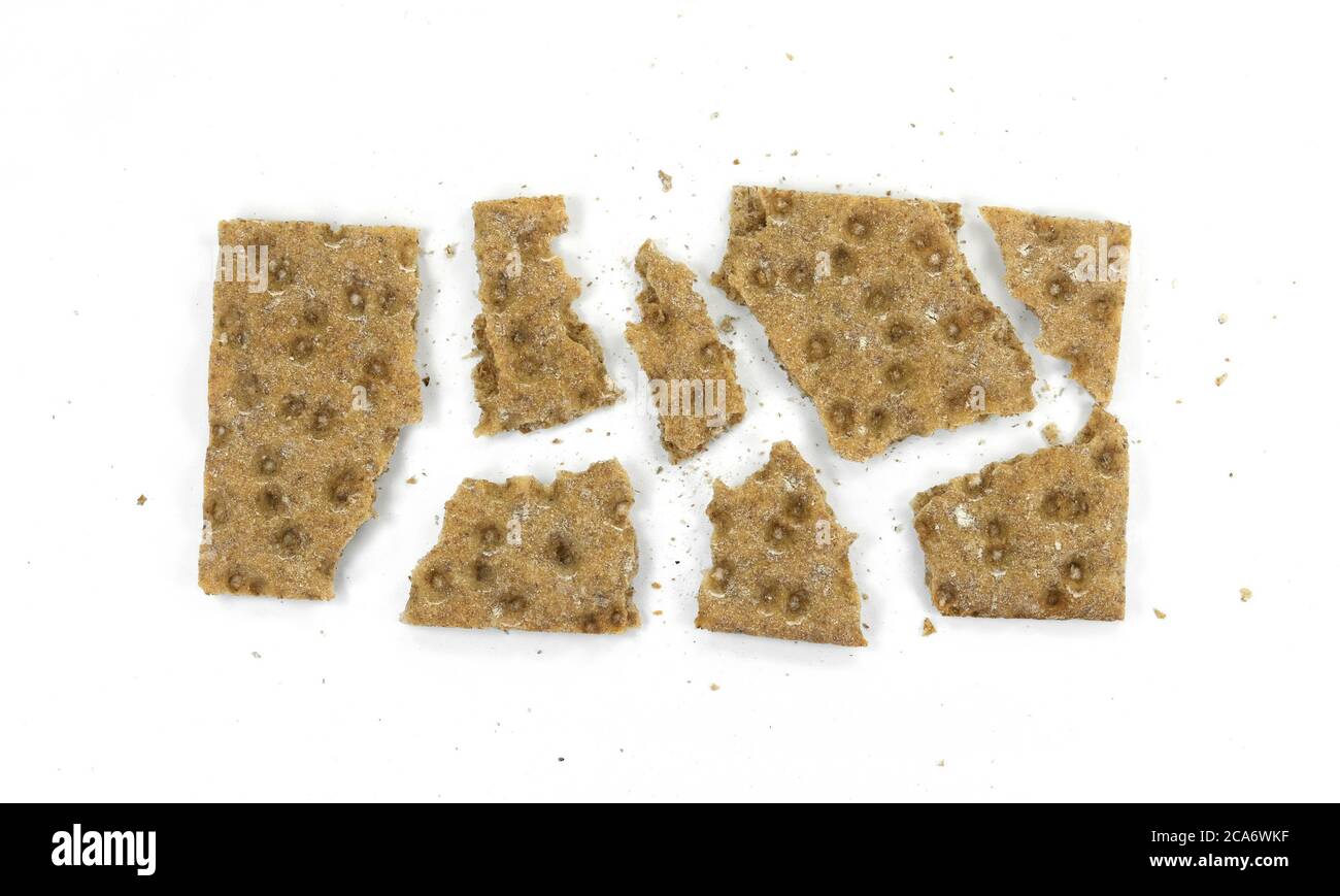 Crispy rye bread on white. Low calories snack bread isolated on white ...