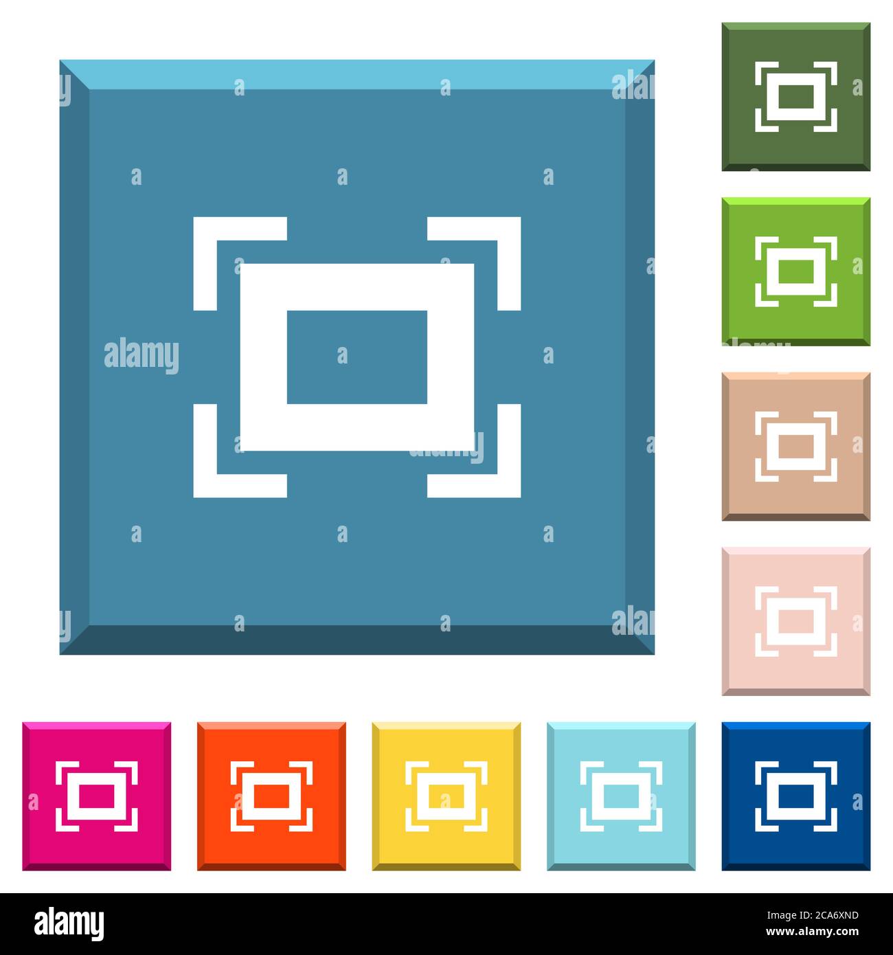 Full screen white icons on edged square buttons in various trendy ...