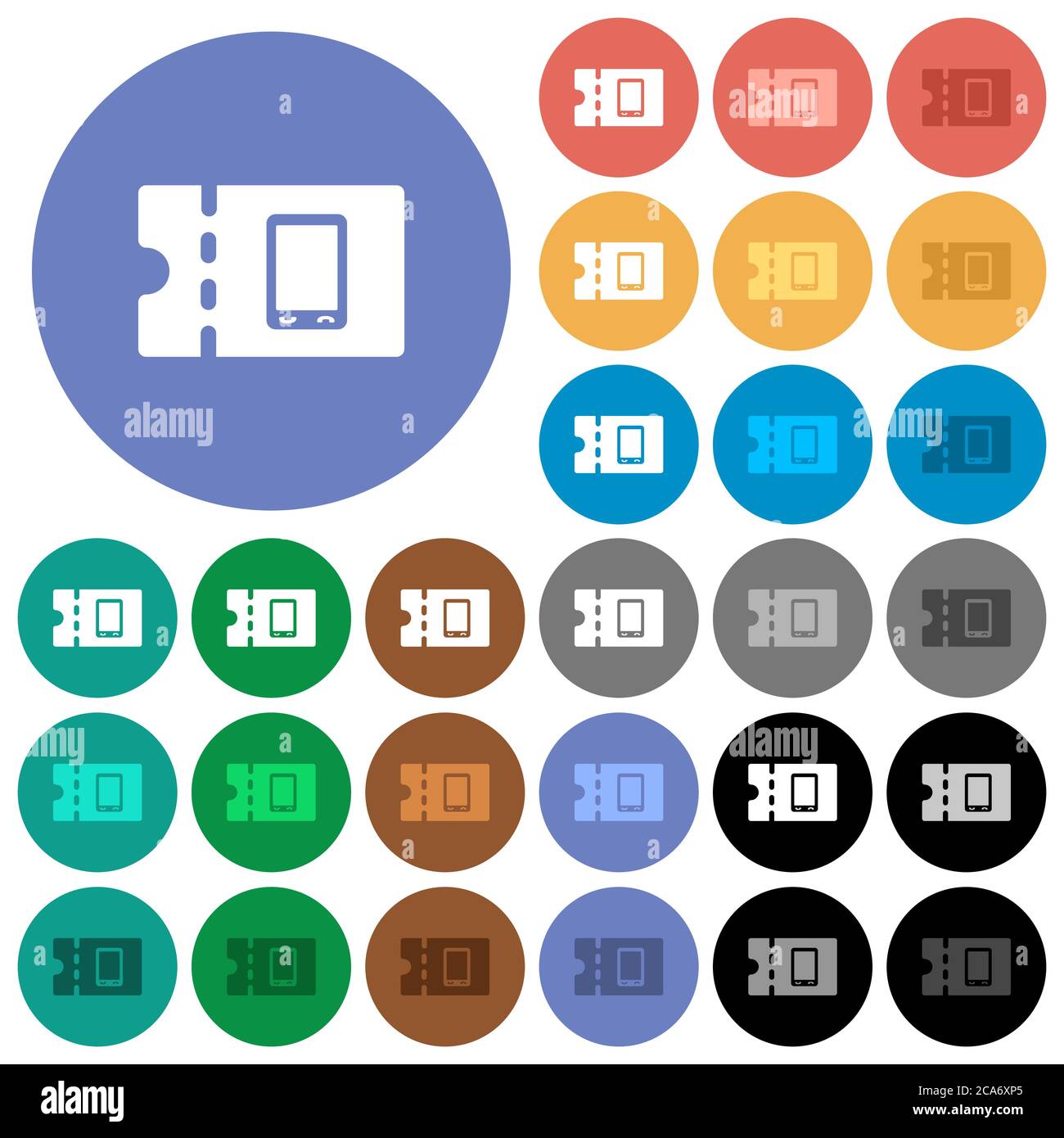 Mobile phone discount coupon multi colored flat icons on round ...