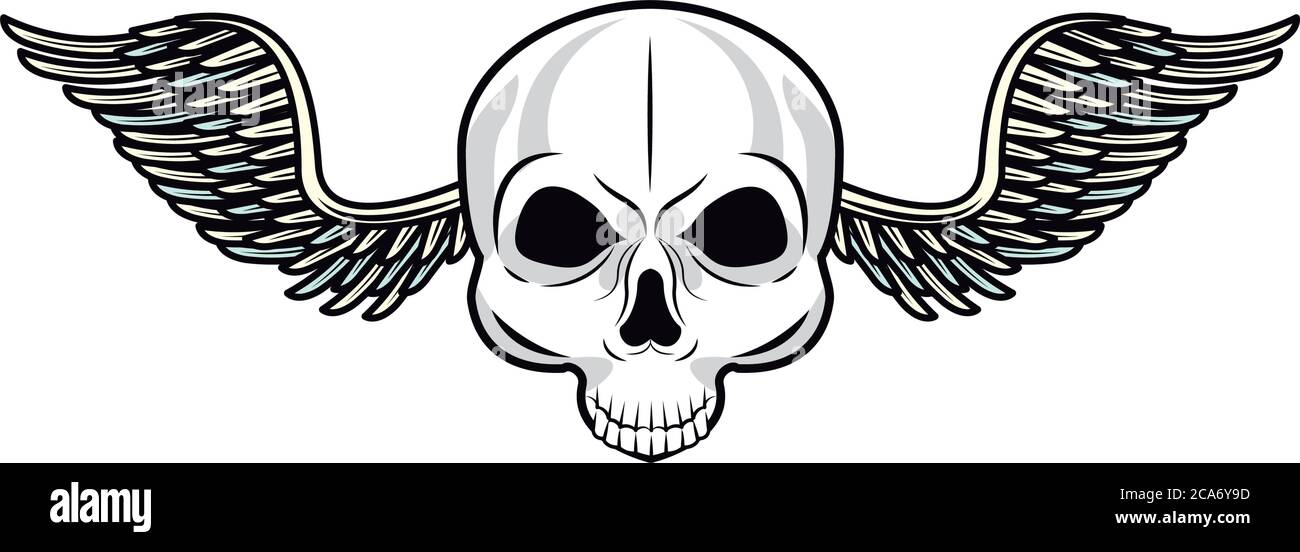 skull bone with wings tattoo art icon vector illustration design Stock ...
