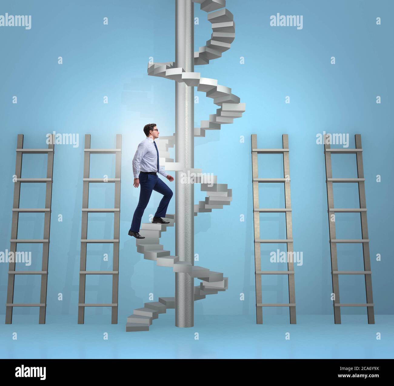 The career progression concept with ladders and staircase Stock Photo ...