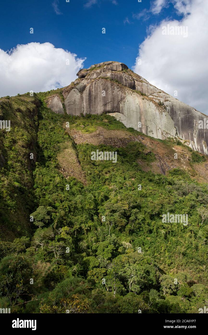 Beautiful view of green rocky rainforest mountains near Rio de Janeiro ...