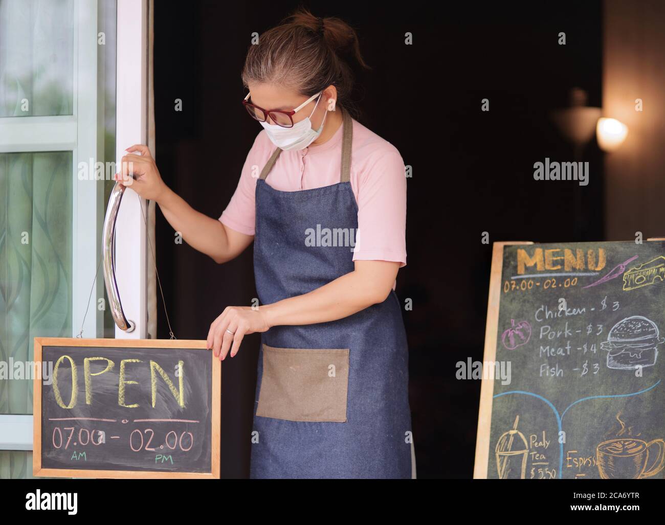 Small business back to open again during COVID-19 disease Stock Photo ...