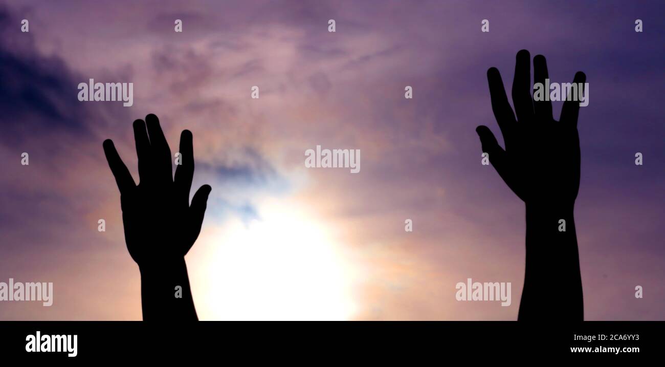 hand reaching out to the sky Stock Photo - Alamy