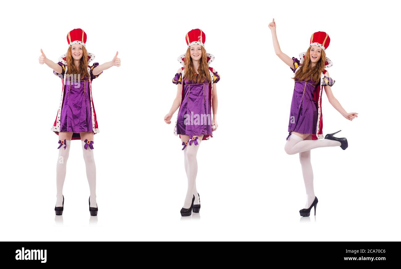 The woman queen isolated on the white background Stock Photo - Alamy