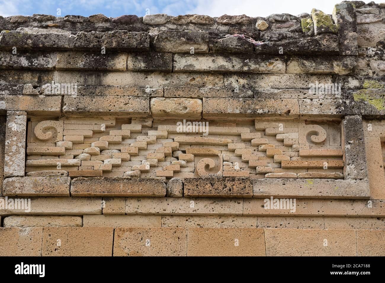 Detail of the stone fretwork panels on the Palace, Building 7, in the ...