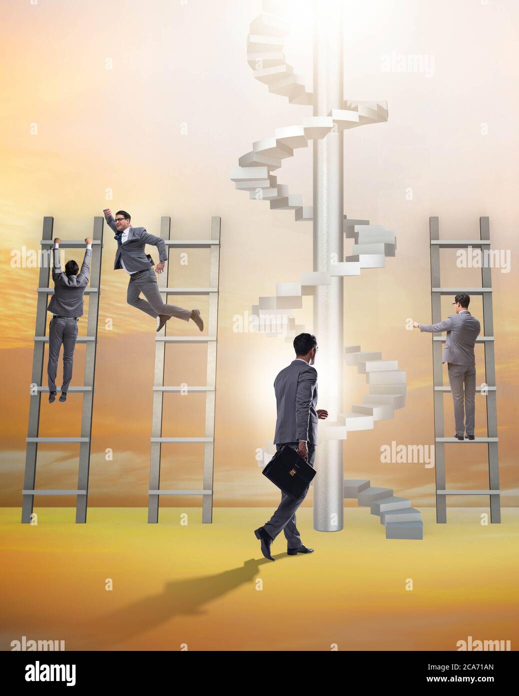 The competition concept with businessman beating competitors Stock ...