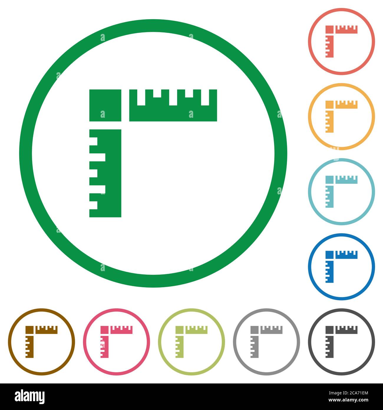 Page rulers flat color icons in round outlines on white background ...